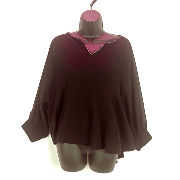 Akemi+Kin | Tops | Akemi Kin Fenn Tiered Top Woman M Black Dolman Sheer ...